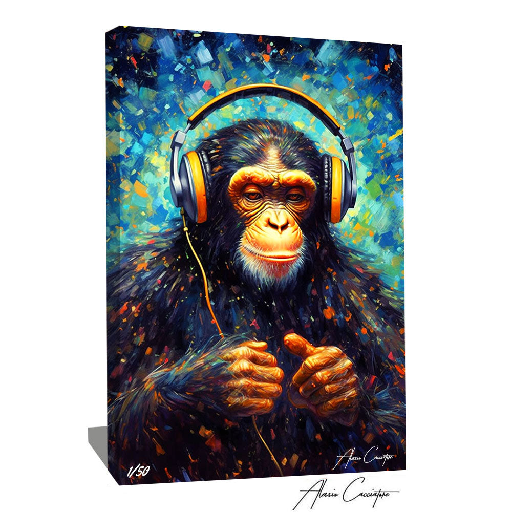 Tableau Singe Avec Casque | Alessio Cacciatore