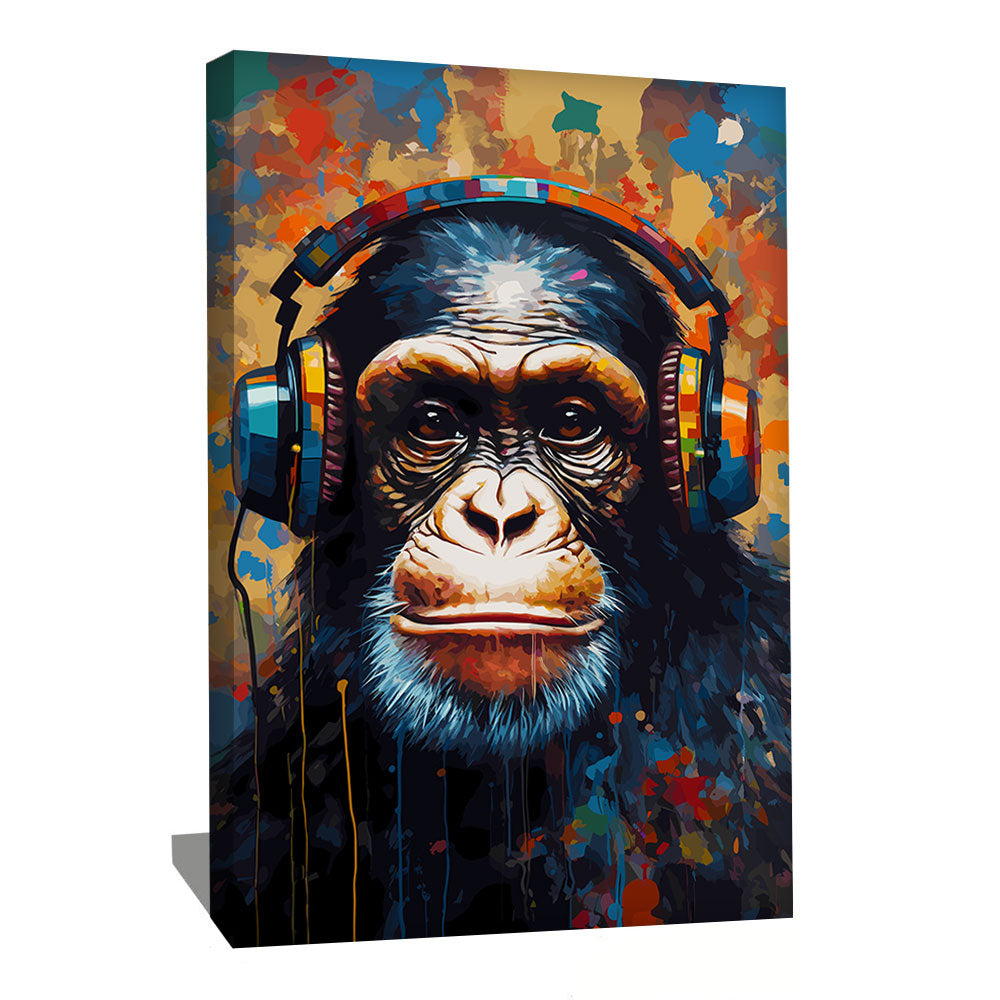 Tableau Singe Casque Musique | Alessio Cacciatore